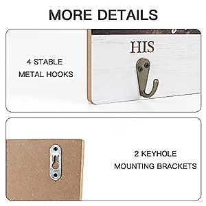 CHDITB Rustic Home Sweet Home Wooden Key Holder(13.4”x5.5”), His Hers Ours Wall-Mounted Key Rack with 4 Hooks, Decorative Wood Sign Key Hanger Home Decor for Wall Entryway Hallway Housewarming Gift