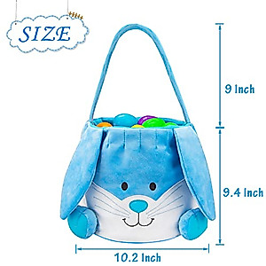 Easter Bunny Basket for Kids, Easter Egg Hunt Basket with Rabbit Ears Easter Tote Bags for Candy Gifts Storage