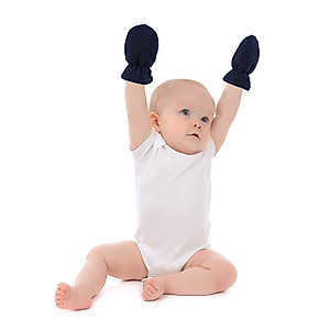 SATINIOR 3 Pairs Baby and Toddler Winter Mittens Kids Fleece Warm Mittens for Baby Boy Girl (Black, Navy Blue, Grey, 6-18 Months)