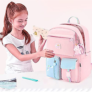 Girls Backpack Kawaii Backpack Cute School Bag with Cute Accessories for Teen Girls
