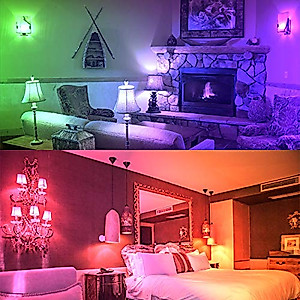 ILC RGB LED Light Bulb, Color Changing 40W Equivalent, 450LM Dimmable 5W E26 Screw Base RGBW, Mood Light Flood Light Bulb - 12 Color Choices - Timing Infrared Remote Control Included (4 Pack)