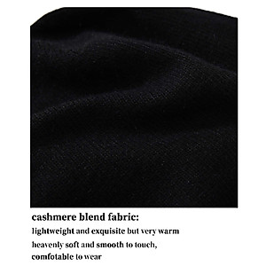 jaxmonoy Winter Knit Beanie Hats for Women ，Cashmere Wool Blend Warm Soft Skully Knitted Slouchy Beanies Cap Hat - Black