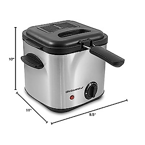 Elite Gourmet EDF1550# Electric 1.5 Qt. / 6 Cup Oil Capacity Deep Fryer, Adjustable Temperature, Removable Basket, Lid with Viewing Window, Stainless Steel