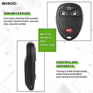 SCITOO Keyless Entry Remote Control Key Fob Clicker Transmitter 4 Buttons 1PC fits 2007-2016 Chevrolet Buick GMC Pontiac Cadillac Saturn Suzuki M3N5WY8109 OUC60270 OUC60221N 850K60270
