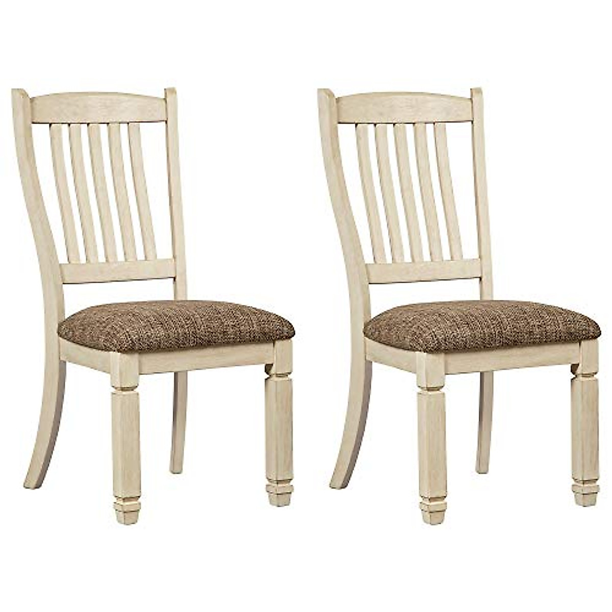 Signature Design by Ashley Bolanburg Counter Height Dining Room Table, Two-Tone & Bolanburg Upholstered Dining Room Chair Set of 2, Antique White