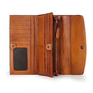 LETEULO Womens Real Leather Wallets Handmade Ladies Clutch Card Organizer Holder (Coffee)