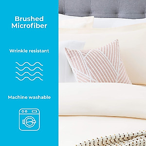 Linenspa LS90FFCHMD Microfiber Duvet Cover - Three Piece Set Includes Duvet Cover and Two Shams - Soft Brushed Microfiber - Hypoallergenic, Charcoal, Full