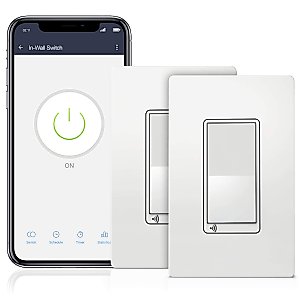 TOPGREENER Smart Light Switch, UL Listed, Neutral Wire Required, Single Pole or 3-Way, No Hub Required, Works with Amazon Alexa and Google Assistant, TGWF15S, 2 Pack
