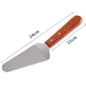 Wooden Handle Stainless Steel Pizza Shovel,10 inches DIY Baking Tools, Cake Cooking Shovel, Cheese Shovel，Pie Cake Holder Triangular Spade Server for Cakes Shovel Baking Flipper (10)