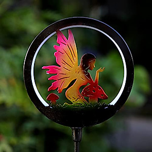 EDOF 2 Pack Fairy Solar Light Garden Decor, Fairy Decorative Garden LED Stake Lights for Walkway Yard Lawn Patio Garden Courtyard Waterproof Outdoor Decorative