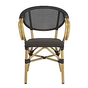 Safavieh PAT4015A-SET2 Outdoor Collection Burke Black Stacking Arm Chair