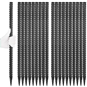 Besitu 24 Inches Straight Rebar Stakes(20-Pack), 1/2" Diameter Steel Metal Stakes for Garden with Chisel Point End Heavy Duty Ground Anchors for Landscape, Concrete Form, Camping & Trapping Black
