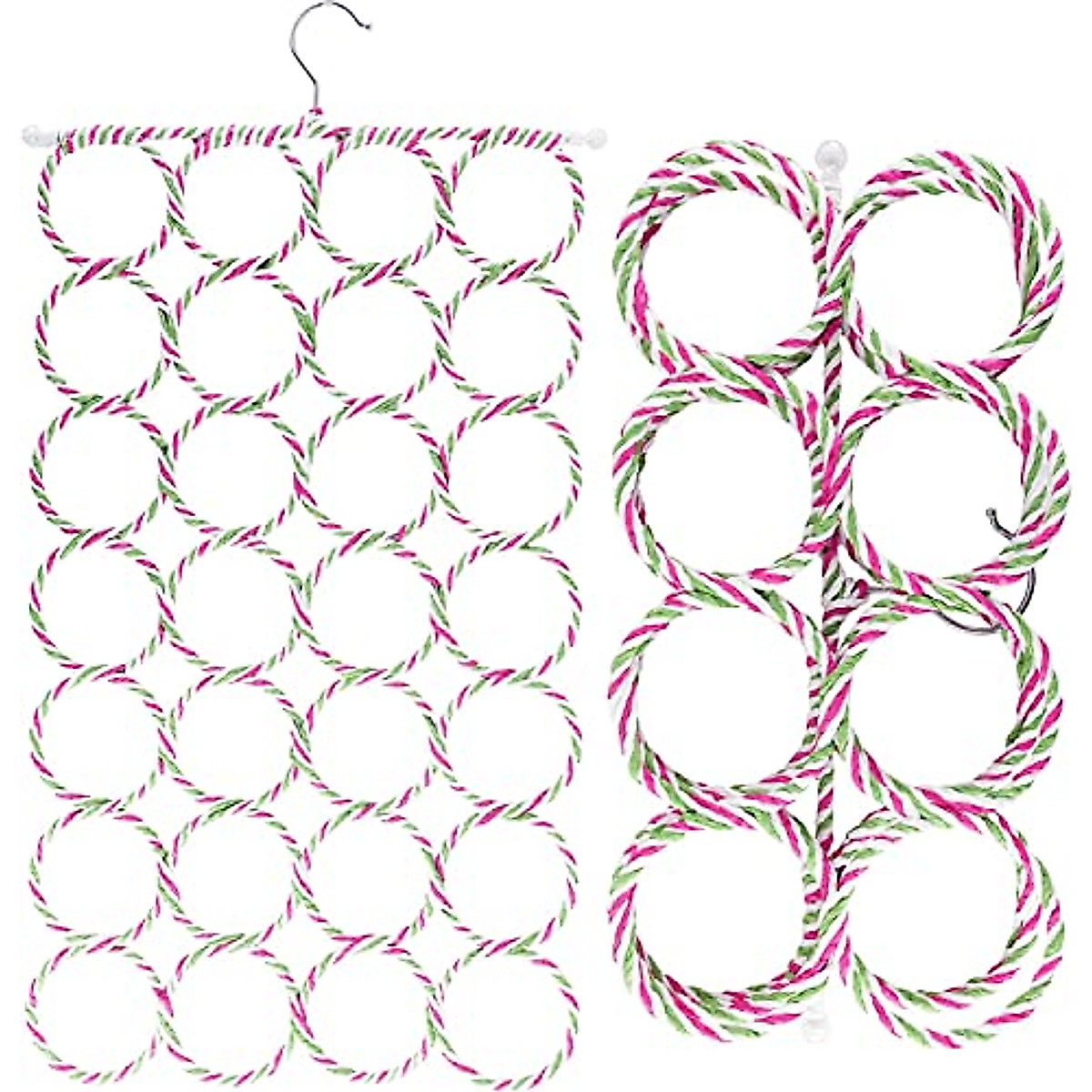 2Pcs 28 Rings Scarf Hanger Birds Pets Swings Multiple Purpose Holder for Closet ~ Clutter Removing and Space-Saving Hanger for Scarves, Shawl, Belts & Accessories