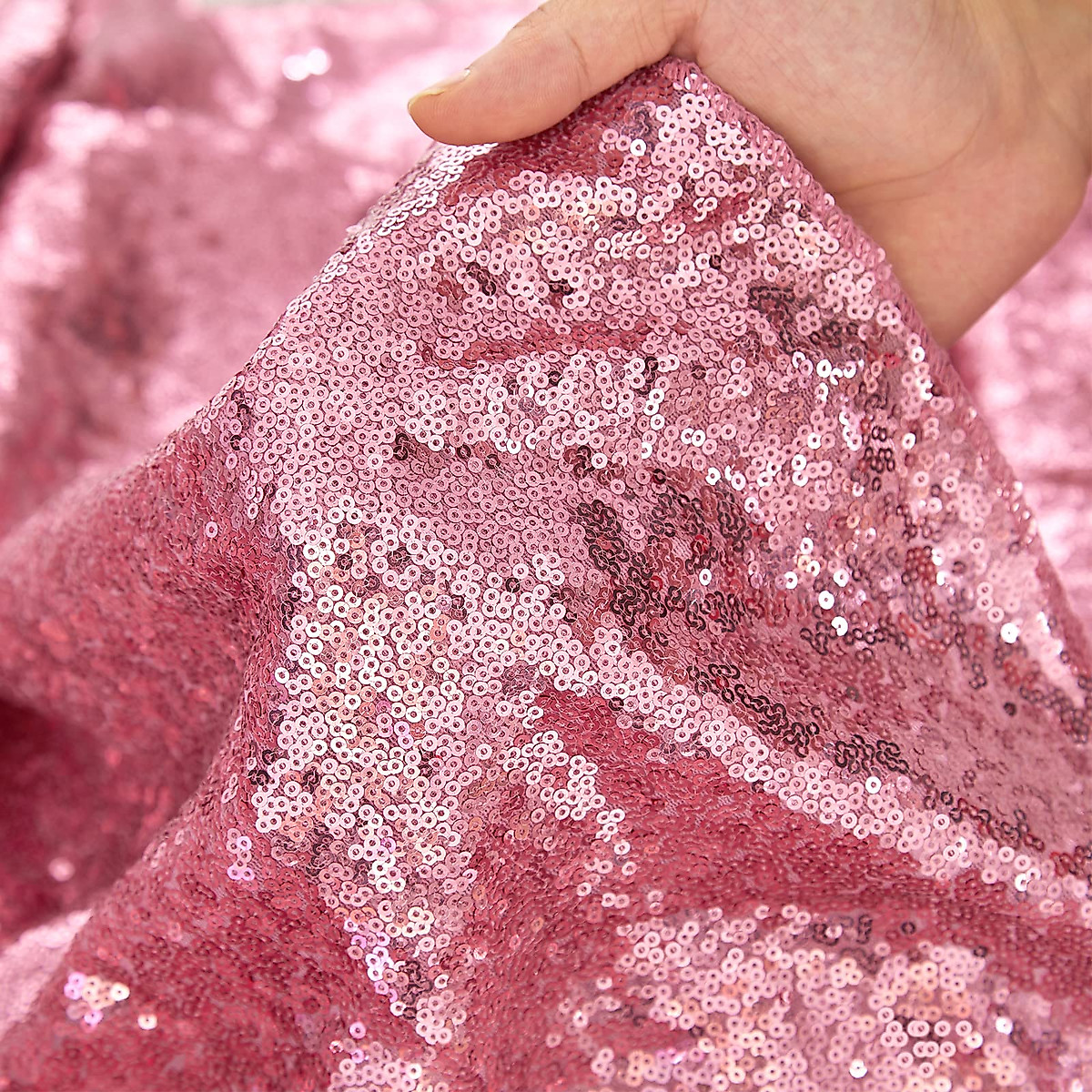 SoarDream Blush Pink Sequin Backdrop 2 Pieces 2ftx8ft Glitter Party Backdrop Curtain Wedding Ceremony Birthday Backdrop Background Decoration