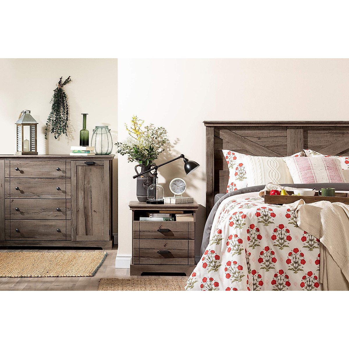 South Shore Avilla 2-Drawer Nightstand, Fall Oak, 17.5 in x 24.5 in x 25 in
