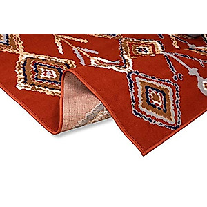 Furnish my Place Moroccan Diamond Rug - 7 ft. 8 in. x 11 ft, Rust, Geometric, Accent Rug with Transitional Style