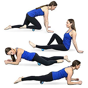 Posture Magic Massage Ball Set for Myofascial Trigger Point Release & Deep Tissue Massage - Set of 6 - Large Foam/Small Foam/Lacrosse/Peanut/Spiky/Hand Exercise Ball (Blue)