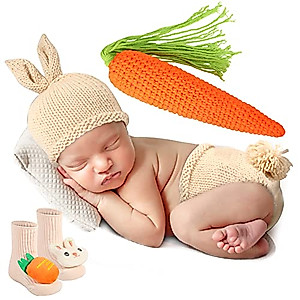 Easter Newborn Photography Prop Baby Boy Girl Photo Newborn Bunny Outfits Rabbit Hat Photoshoot Costume 0-6 Months(Rabbit)
