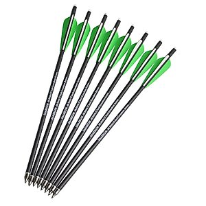 MILAEM 16/17/18/20/22 Inch 12 Pack Carbon Crossbow Bolts Hunting Practice Crossbow Arrows with Moon Nocks and 100 Grain Removable Tips (Green, 16 Inch)