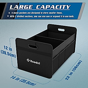K KNODEL Car Trunk Organizer, Foldable Trunk Organizer for Car, Automotive Consoles & Organizers, Car Trunk Storage Organizer with Reinforced Handles (Black)