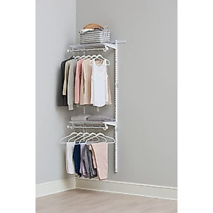 Rubbermaid Expandable Closet Shelf Kit, 2-4 ft., White, for Home/Closet/Garage/Laundry/Mudroom/Basement/House