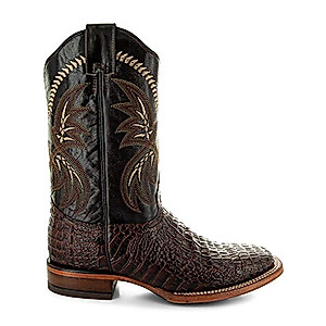 Soto Boots Men's Caiman Belly Print Cowboy Boots H4001 (Brown,11)