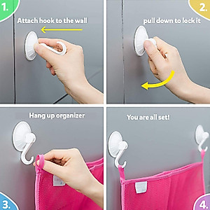 2 x Mesh Bath Toy Organizer + 8 Ultra Strong Hooks – The Perfect Bathtub Toy Holder & Bathroom or Shower Caddy – These Multi-use Net Bags Make Baby Bath Toy Storage Easy – For Kids & Toddlers