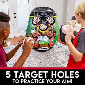Franklin Sports 5-Hole Inflatable Baseball Target - Inflatable Baseball Throwing Target with Baseballs - Kids Baseball Toss Game - 45" Target