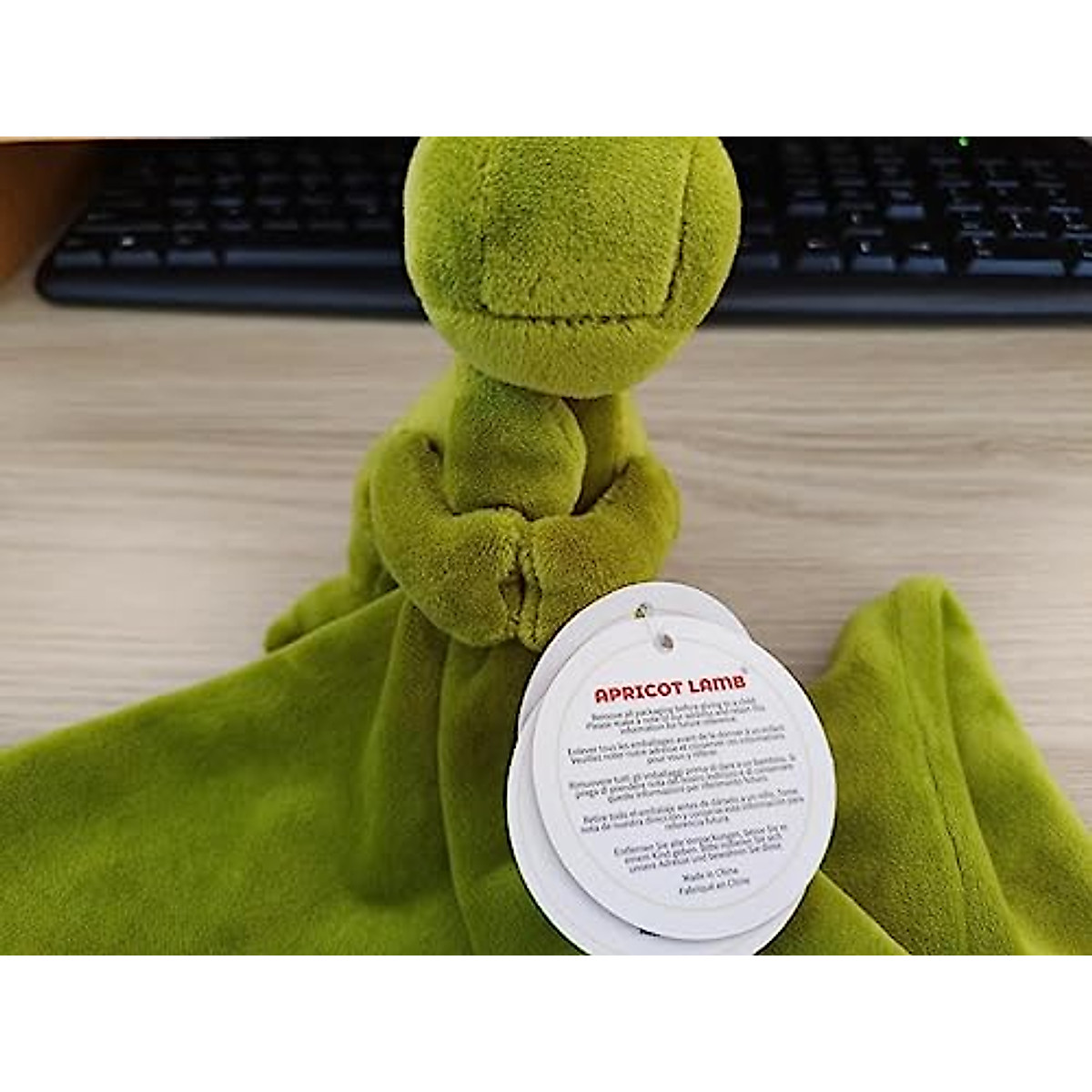 Apricot Lamb Snuggler Plush Infant Stuffed Animals Dinosaur Security Blanket Nursery Character Blanket (Green Dinosaur, 14 Inches)