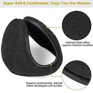 Gelante Unisex Classic Fleece Earmuffs for Cold Weather. Ear Warmer Behind the Head. 5039C-Black