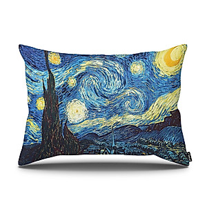 Yekiua Starry Night Pillow Cases Van Gogh Oil Panting Art Classic Creative Star Cloud Universe Pillow Sham Throw Pillow Covers One Side Printing 20X36 Inches King Size