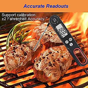 Wotermly Digital Kitchen Meat Thermometer with Backlight LCD and Foldable Long Probe, Instant Read Food Cooking Thermometer Use for Grill,Liquid, BBQ, Baking and Candy
