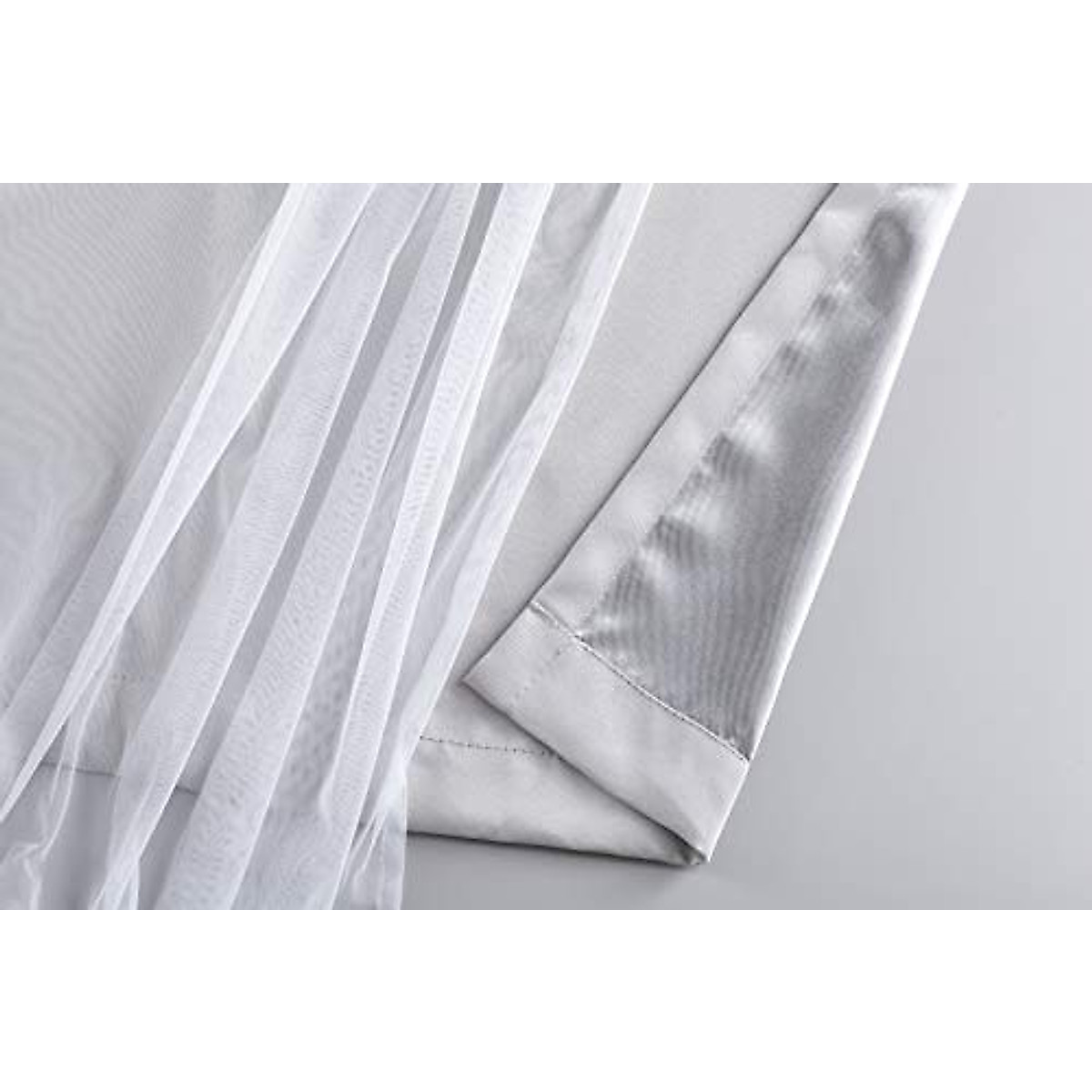 ECM. Catarina Layered Solid Blackout and Sheer Window Curtain Panel Pair with Grommet Top 2 Layered (Cloud Grey, 2PC 52" x 84")