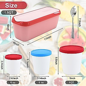 VEENE Ice Cream Containers-Ice Cream Containers For Homemade Ice Cream (7Pcs) And A Spoon-Reusable Ice Cream Containers With Lids-Creami Pint Containers-Ice Cream Storage Containers For Freezer