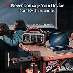 ROCKPALS 500W Solar Generator with Panels Included, 505Wh Portable Power Station with SP003 100W Foldable Solar Panel, 2 x Pure Sine Wave 110V AC Outlet for Outdoors Camping Hunting RV Trip Home Use