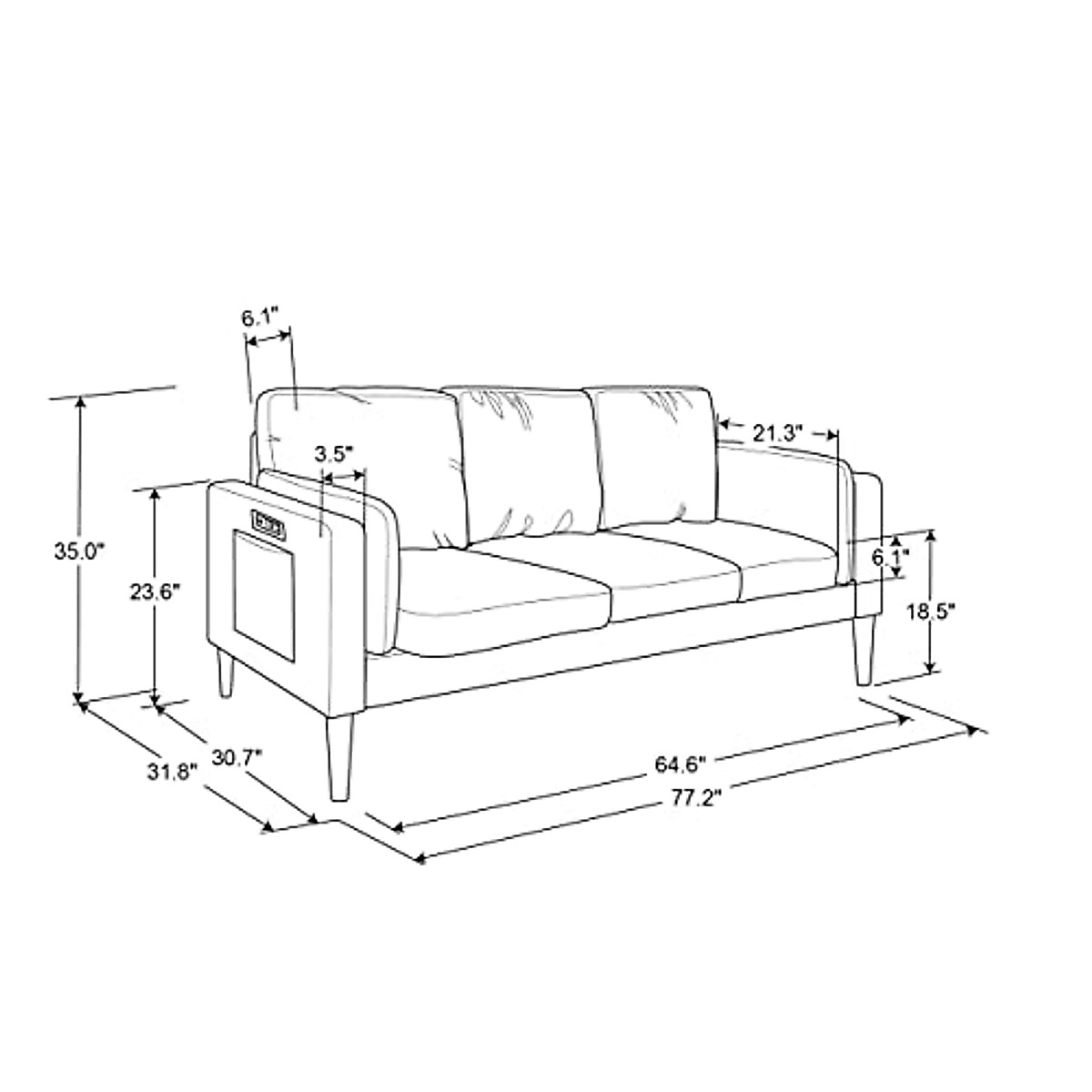 LifeStyle Solutions Sofa, Black