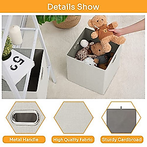 DULLEMELO Cube Storage Bins 13x13 Fabric Storage Cubes, Large Foldable Storage Cube Baskets with Dual Handles, Fabric Cube Organizer Boxes for Home Closet Shelf Bookcase,Set of 4,Light Grey