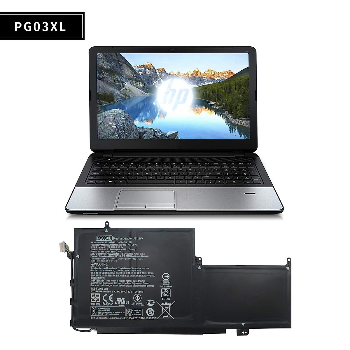 OUSIDE PG03XL 831532-421 Laptop Battery Compatible with HP Spectre X360 15-AP012DX 15-AP011DX 15-AP000NA 15-AP000NX 15-AP001NF 15-AP002NG Series 831532-422 HSTNN-LB7C 831758-005 11.55V 65Wh 5680mAh