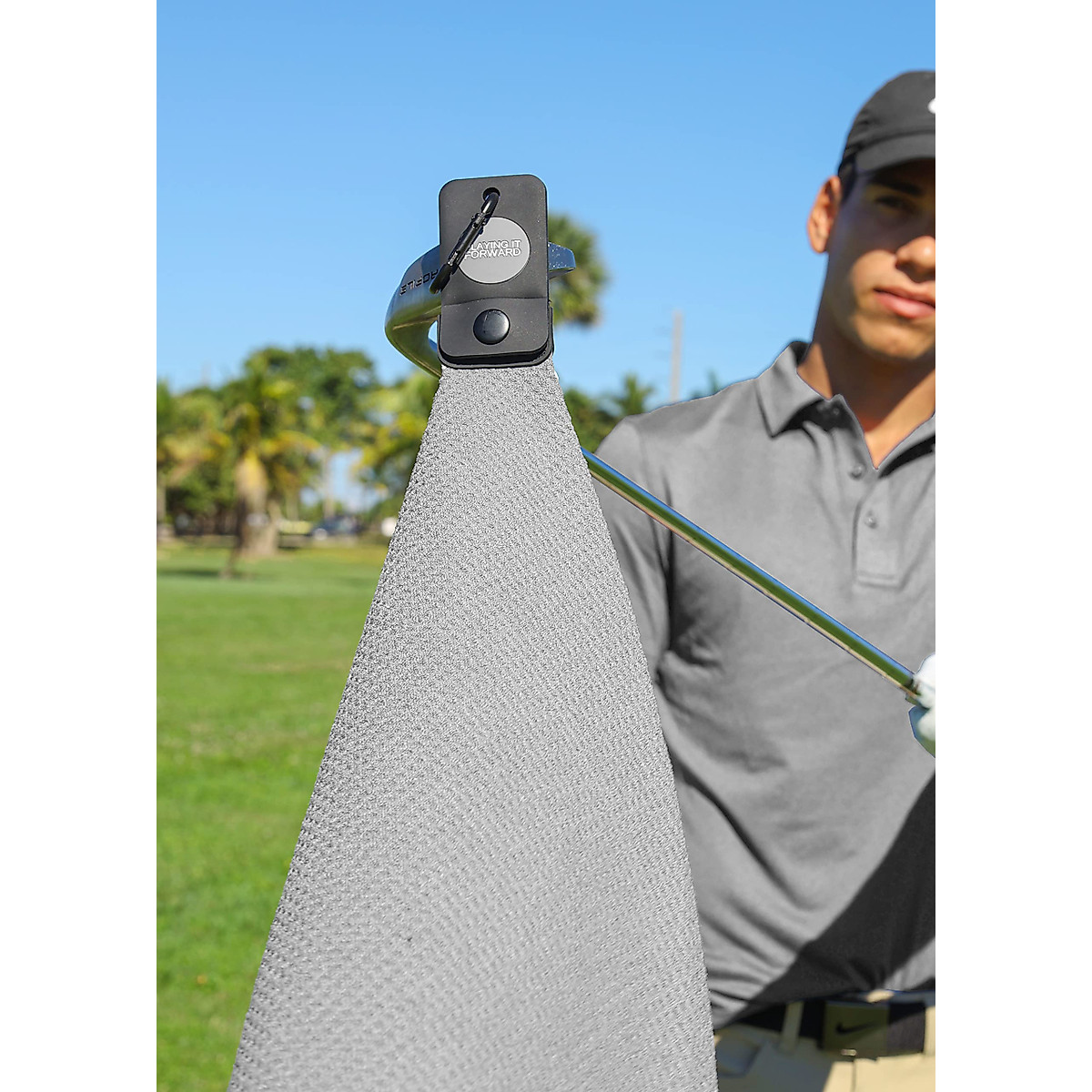 Playing It Forward Magnetic Golf Towel for Golf Bags with Clip for Men & Women, Waffle Weave Microfiber Golf Towel with Industrial Strength Magnet for Strong Hold to Golf Carts or Clubs