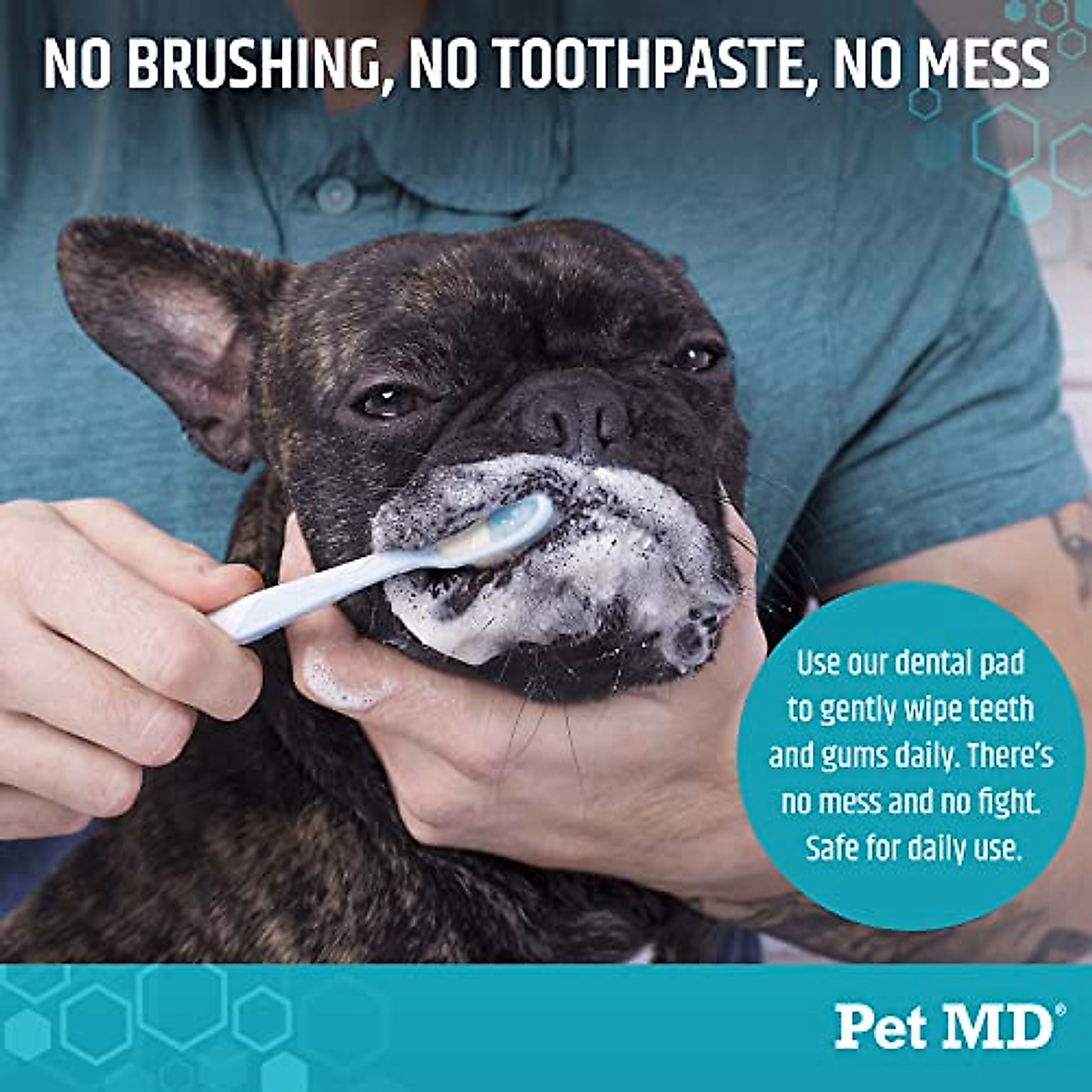 Pet MD Dog Breath Freshener Dental Wipes for Dogs - Tartar and Plaque Remover for Teeth Cleaning - Fresh Apple & Mint Scent Bad Breath Treatment for Dogs - 100 Count