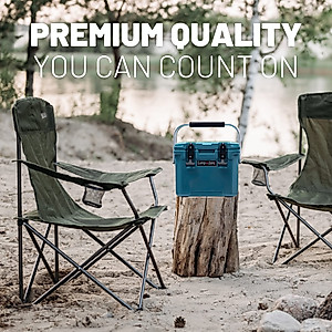 CAMP-ZERO 10L-10.6 Quart Portable Hard Cooler Ice Chest, Perfect for Drinks, Lunch, Beach, Picnics, Boating, Camping and Travel with 2 Molded-in Cup Holders and Folding Aluminum Handle