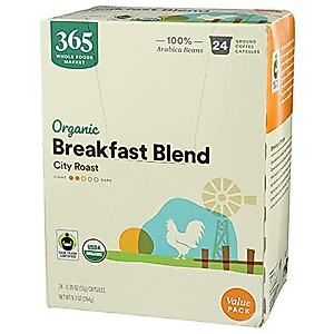 365 by Whole Foods Market, Organic Breakfast Blend Coffee Capsules, 0.39 Ounce (Pack of 24)