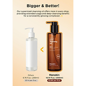 Hanskin BHA Pore Cleansing Oil, Gentle Blackhead Cleanser and Makeup Remover for Combination and Oily Skin, Korean Skincare [BHA/10.14 oz]