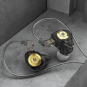 KZ EDX PRO in-Ear Headphone IEMs Stereo Bass Earbuds Wired 3.5mm Plug & 2pin Detachable Cable,Noise Isolating in-Ear Earphones with Microphone for Musician,Singer,Guitarist,Church(Black with Mic)