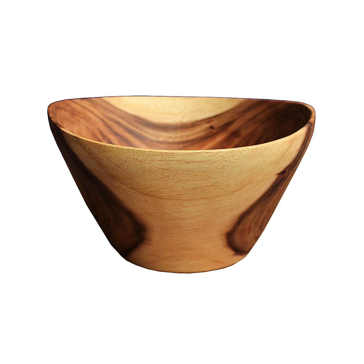 Kasih Co-op Large Suar Wood Salad Bowl Made of One Solid Wood 12" x 10" x 7"