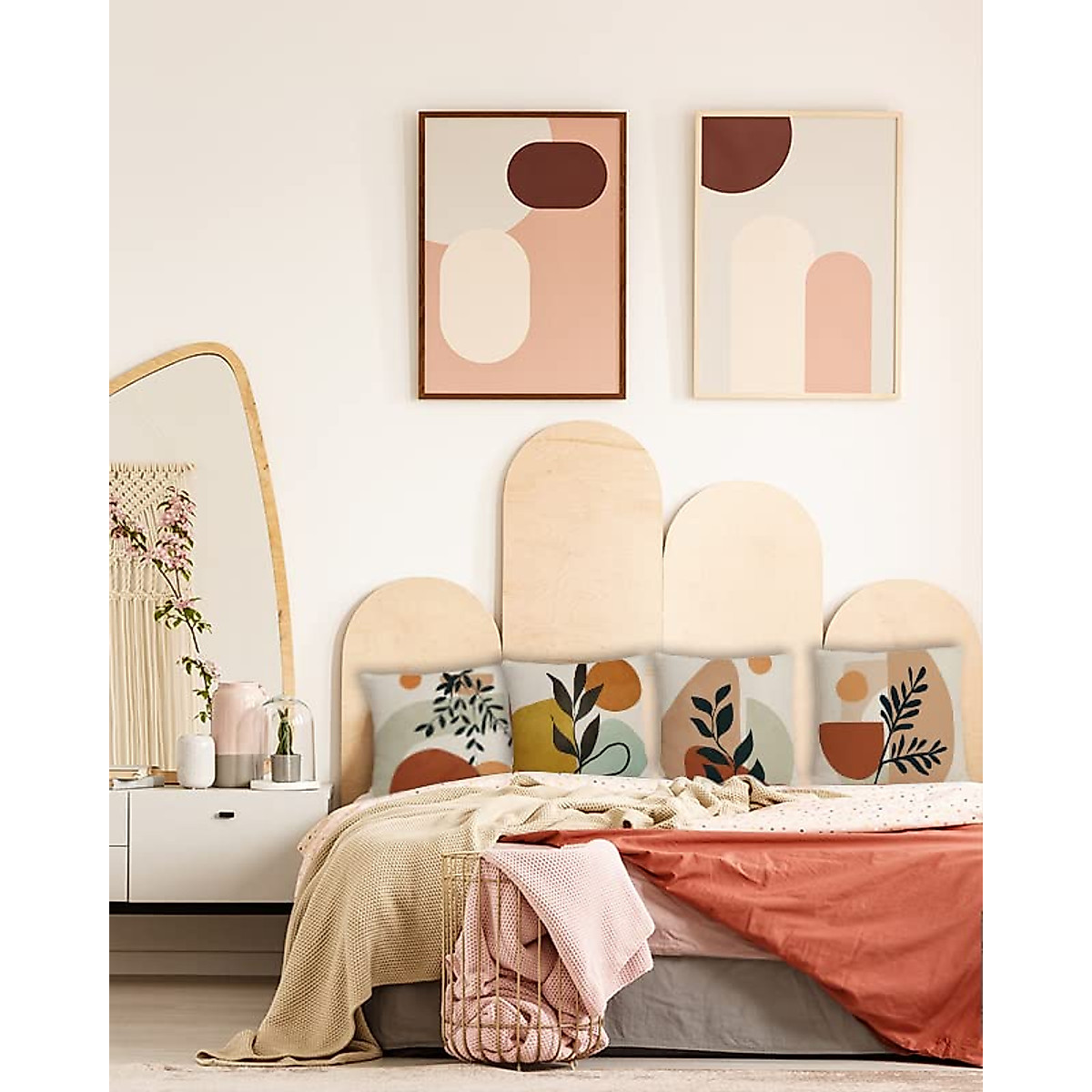 Menoeceus Boho Pillow Covers 18x18 Set of 4, Boho Throw Pillow Covers, Abstract Pillow Covers, Geometric Tropical Pillow Cover, Boho Decorative Throw Pillow Covers for Couch Cushion Case