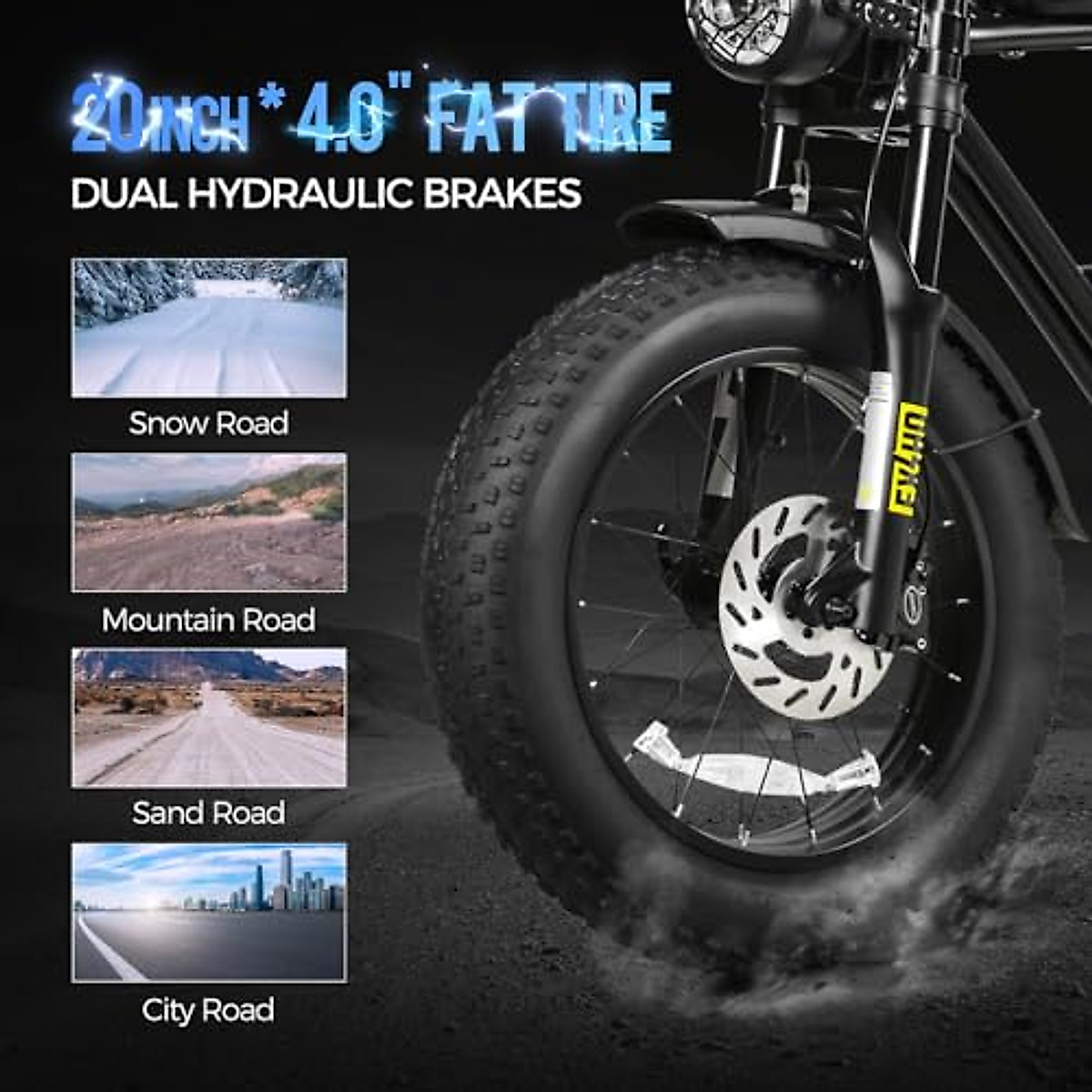 SAMEBIKE Electric Dirt Bike, 1000W Electric Bike 48V 18Ah Battery 20 Inch 4.0 Fat Tire Electric Bike for Adults, 30 MPH Full Suspension Hydraulic Brakes Color Display Electric Bicycles, Green