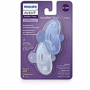 Philips AVENT Soothie Heart Pacifier, Blue/Light Blue, 0-3 Months, 4 Pack, SCF099/41