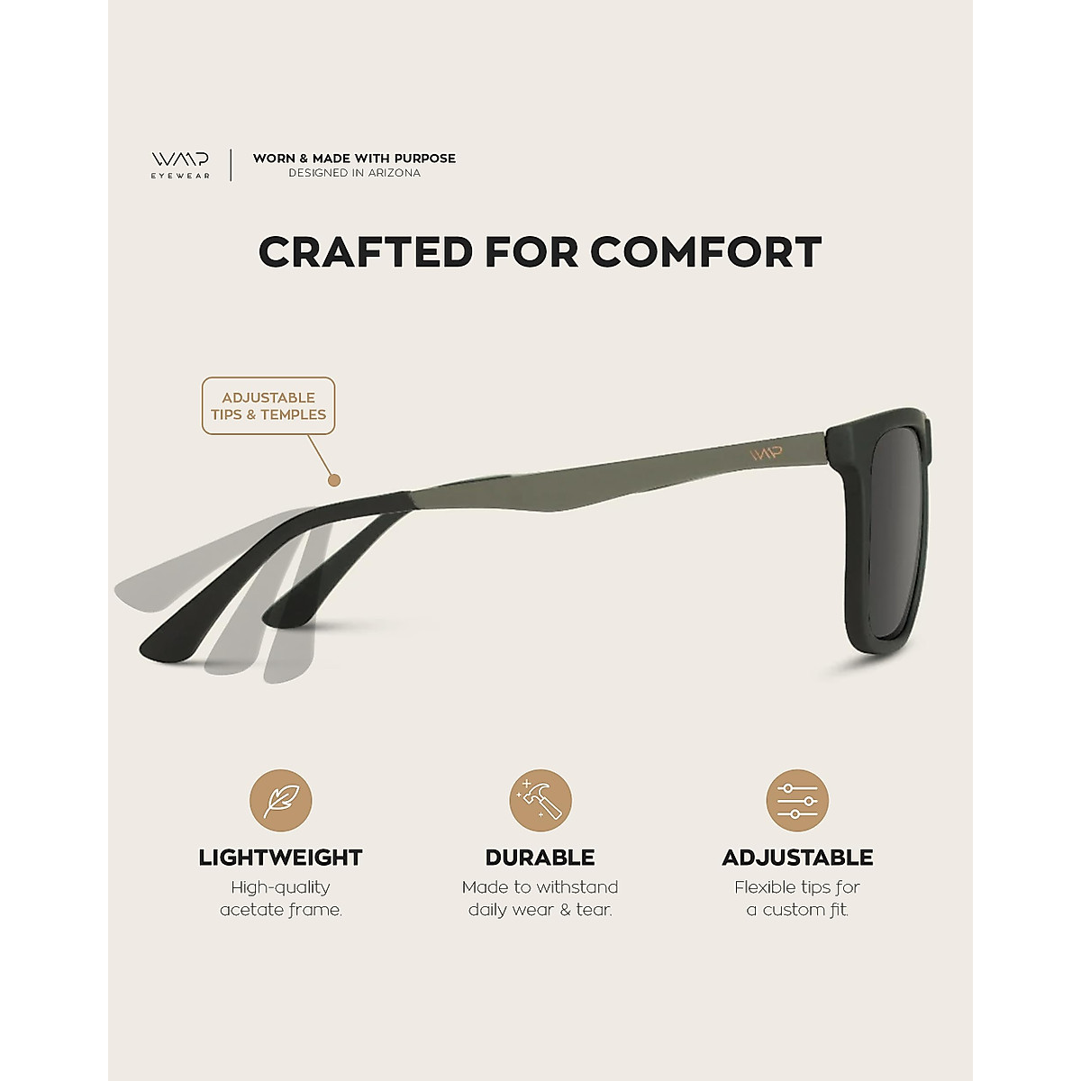 WearMe Pro Polarized Flat Top Narrow Square Mens Sunglasses (Matte Black/Black Lens)