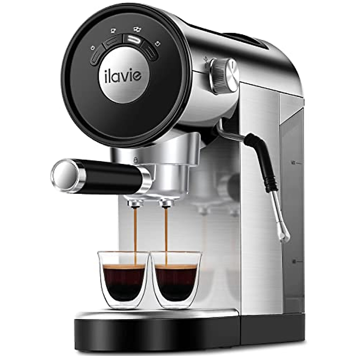 ILAVIE Espresso Coffee Machine, 20 Bar Espresso Machine with Steamer, Compact Espresso Maker with Milk Frother for Home, Stainless Steel Cappuccino Machine for Cappuccino, Latte, 1250W